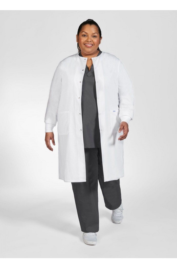 Full Length Unisex Snap Lab Coat with Knitted Cuffs - L509