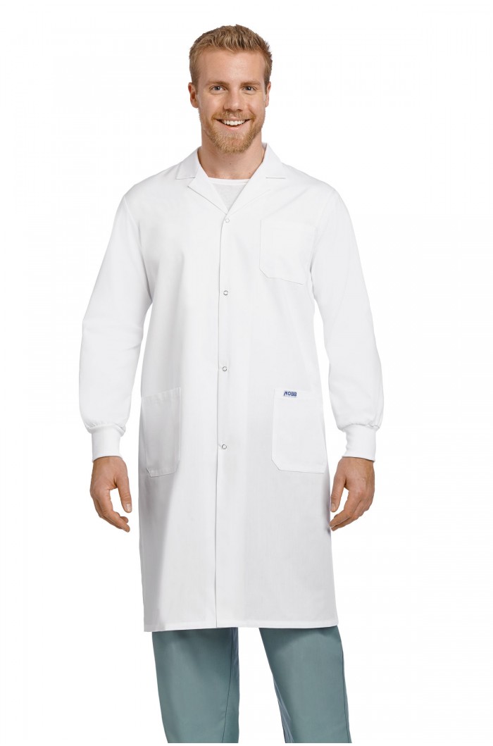 Full Length Unisex Snap Lab Coat with Knitted Cuffs - L507 - Lab Coats ...
