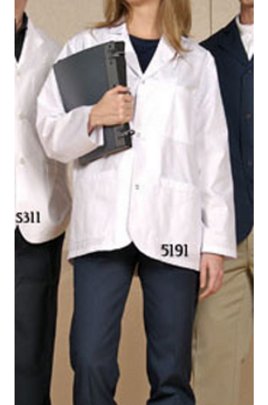 Three Pocket Counter Coat with Snap Closure (5191)